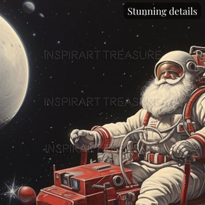 Printable Space Santa Claus Art, Quirky Christmas Wall Decor, Fun ...