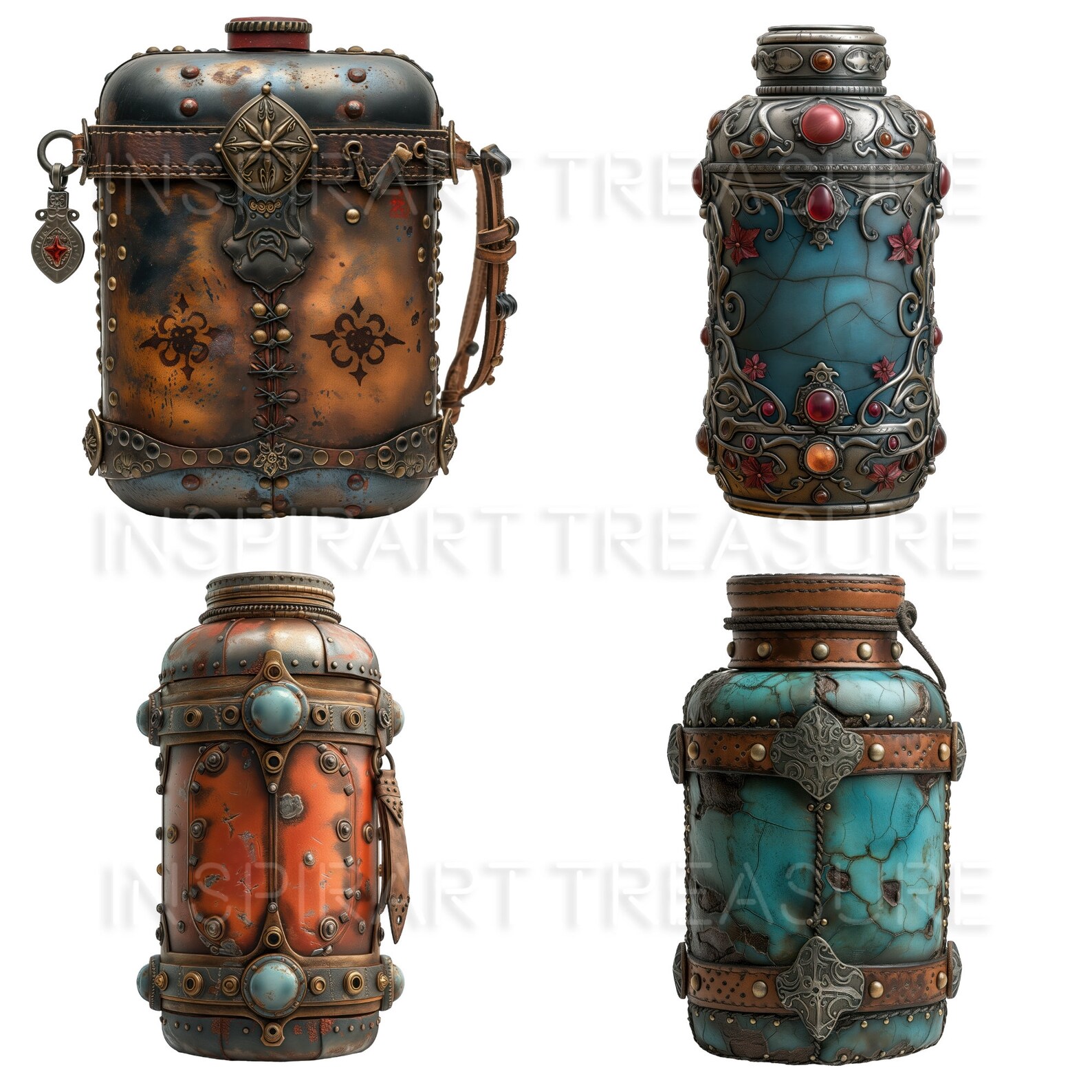 Travel Water Bottle Clipart, Small Bottle Flask Clipart, Dnd ...