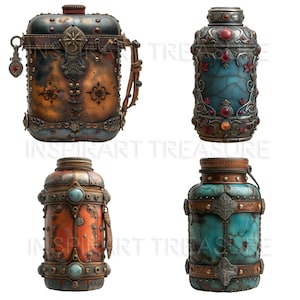 Travel Water Bottle Clipart, Small Bottle Flask Clipart, Dnd ...