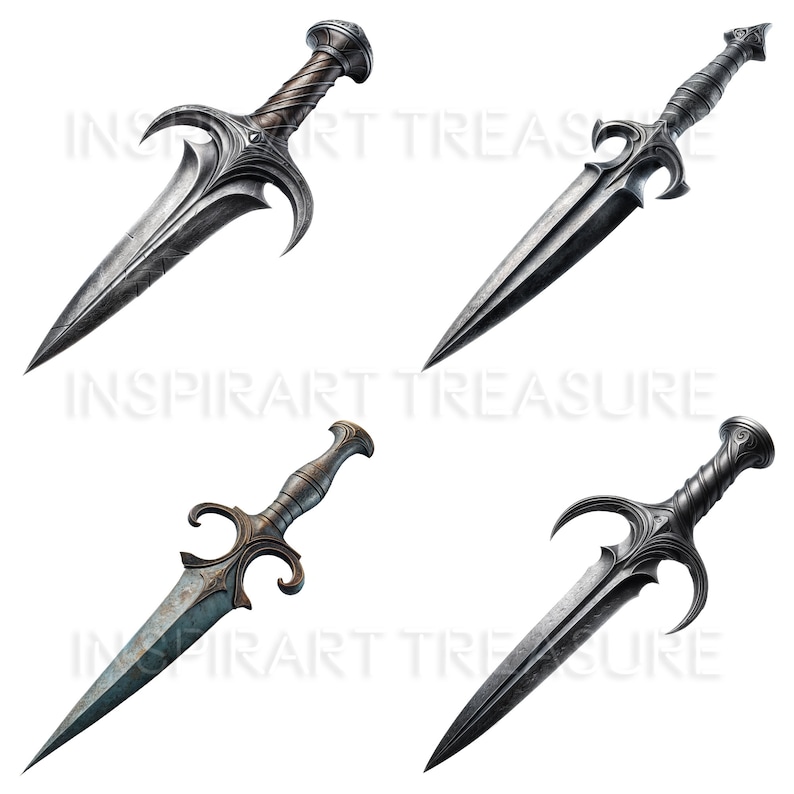 Fantasy Iron Dagger Clipart Bundle, Medieval Dagger Designs for DIY ...