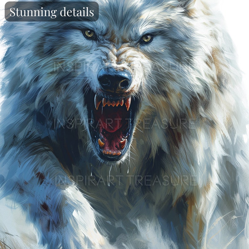 Fantastic Beast Watercolor Clipart, Angry Wolf Artwork, Commercial Use ...