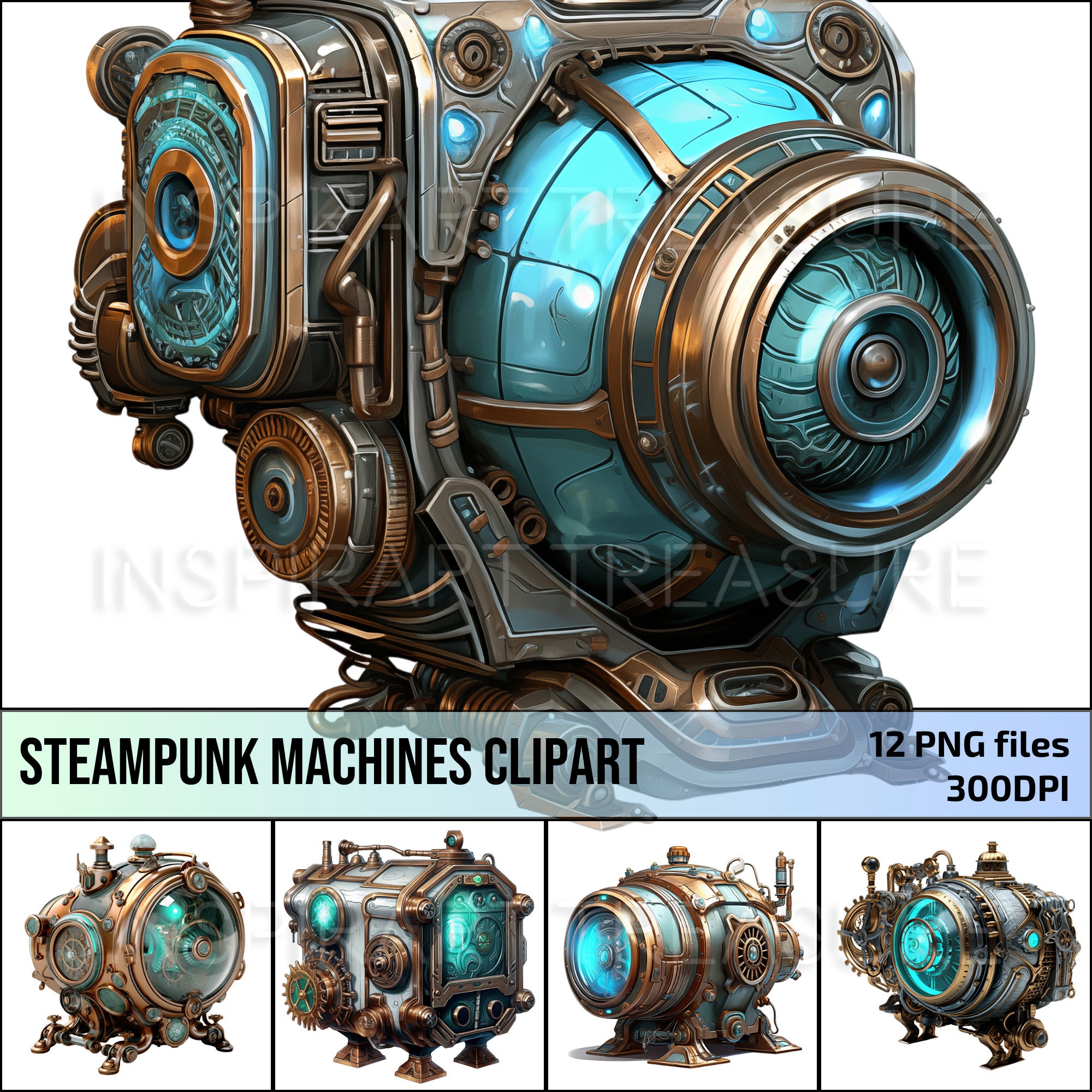 Steampunk Machine Clipart Vintage Mechanical Imagery, Perfect for ...