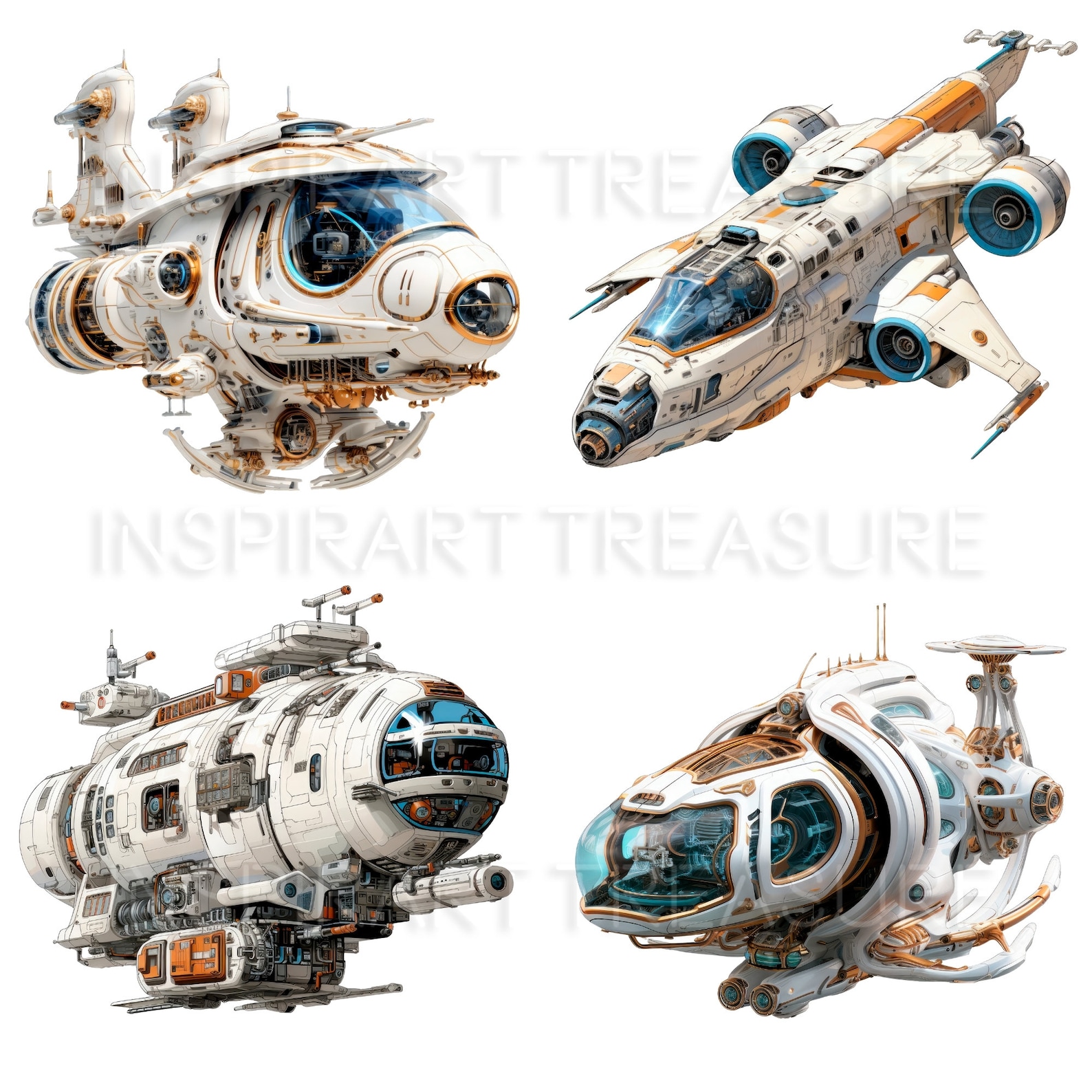 Watercolor Spaceship Clipart Spaceship Junk Journal Page, Digital ...