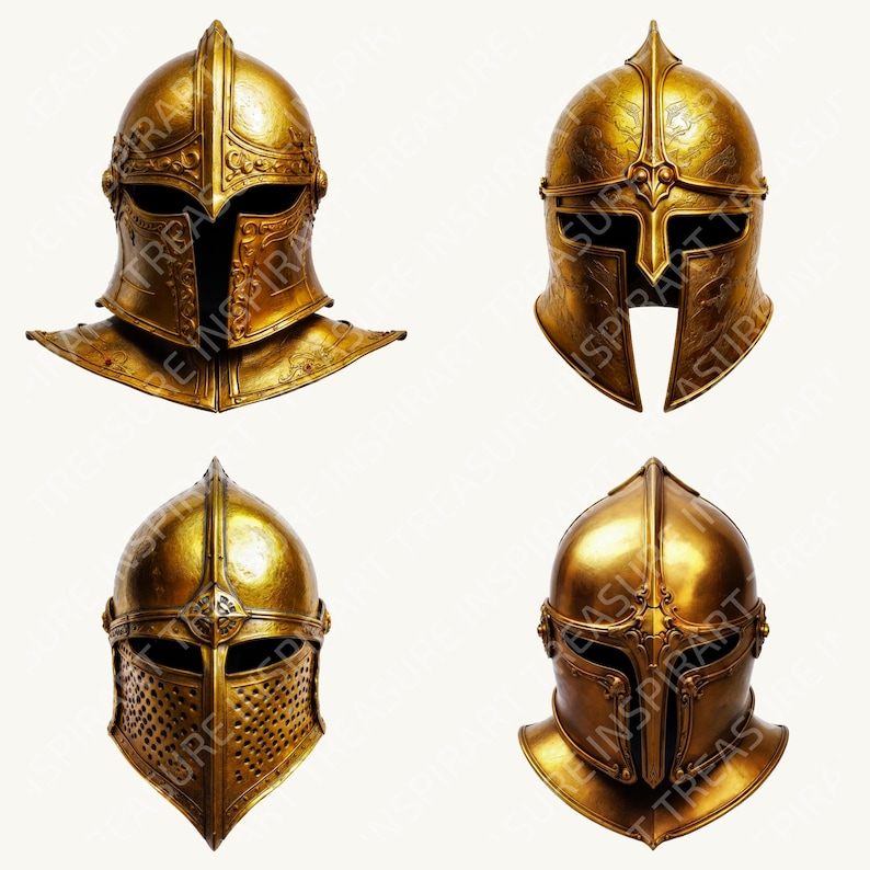 Fantasy Medieval Helmet Clipart Golden Warrior Helmet PNG Printable ...