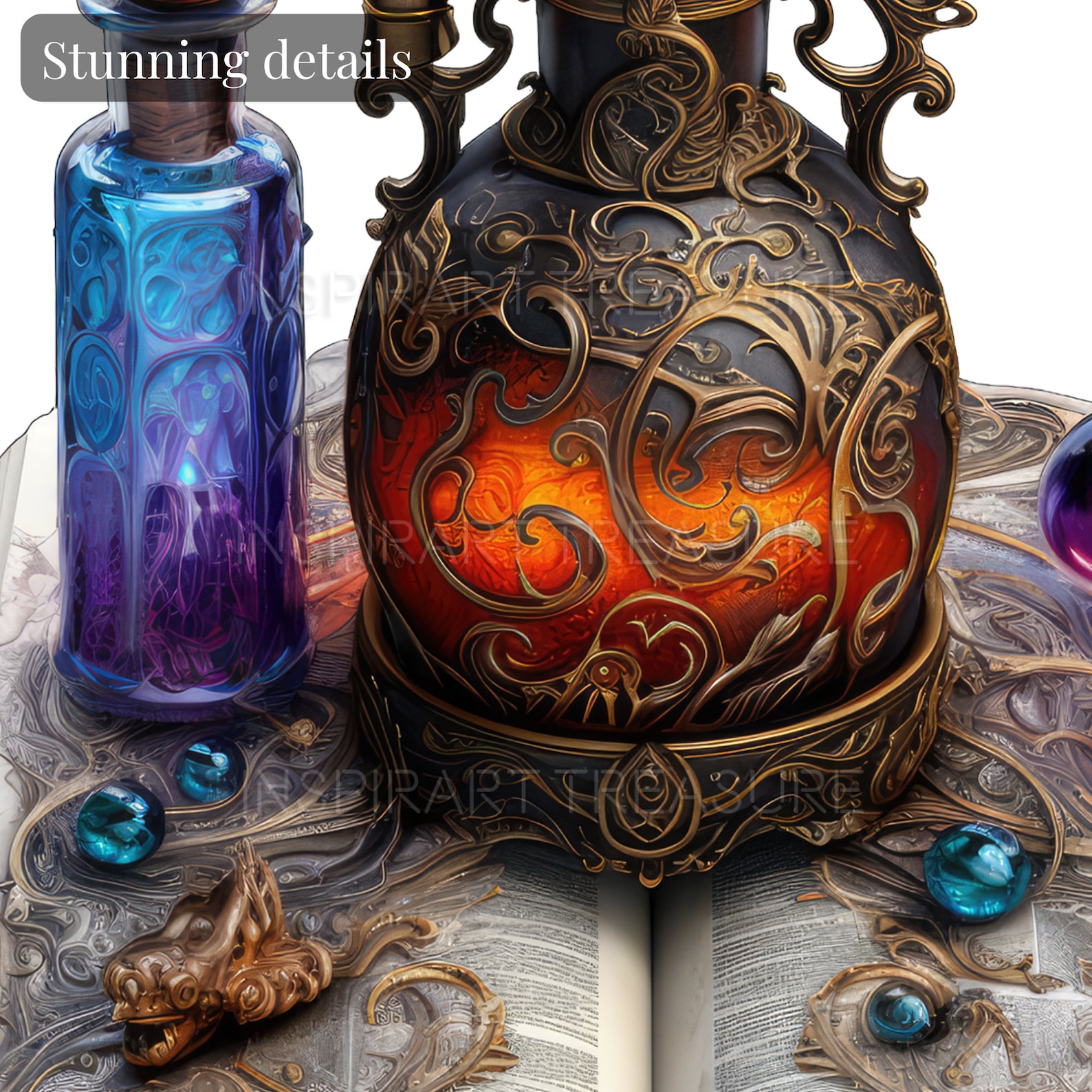 Mystic Potion Bottles Clipart PNG, Witchcraft Alchemy Bottles, Digital ...