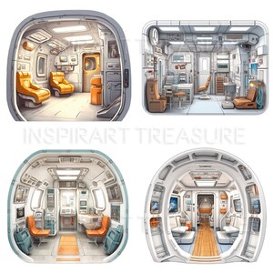 Sci-fi Clipart Space 01, Watercolor Spaceship Interior Clipart ...