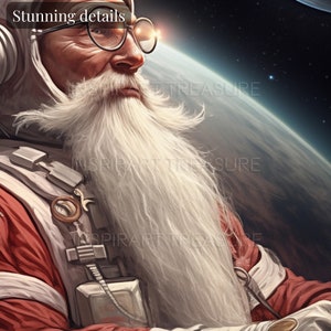 Printable Space Santa Claus Art, Quirky Christmas Wall Decor, Fun ...