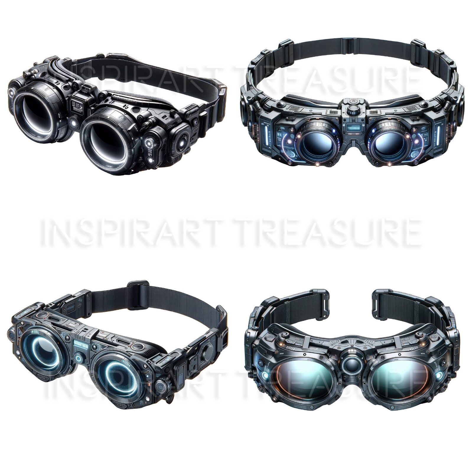 Sci-fi Eyewear Clipart Futuristic Goggle Pngs Gadgets Junk Journal Page ...