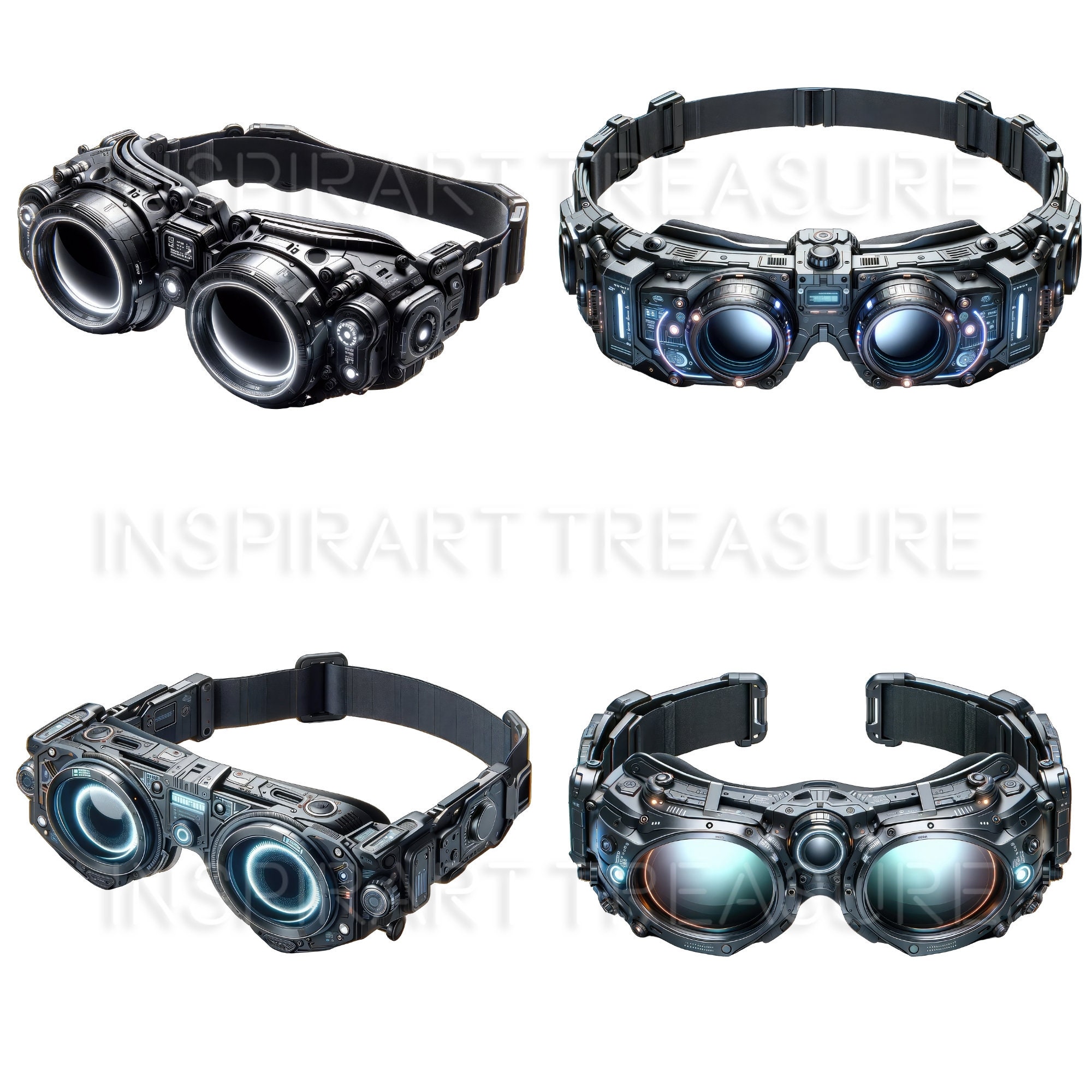 Sci-fi Eyewear Clipart Futuristic Goggle Pngs Gadgets Junk Journal Page ...