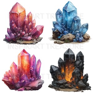 Watercolor Fairy Crystals Clipart, Fantasy Crystal Gems PNG, Fantasy ...