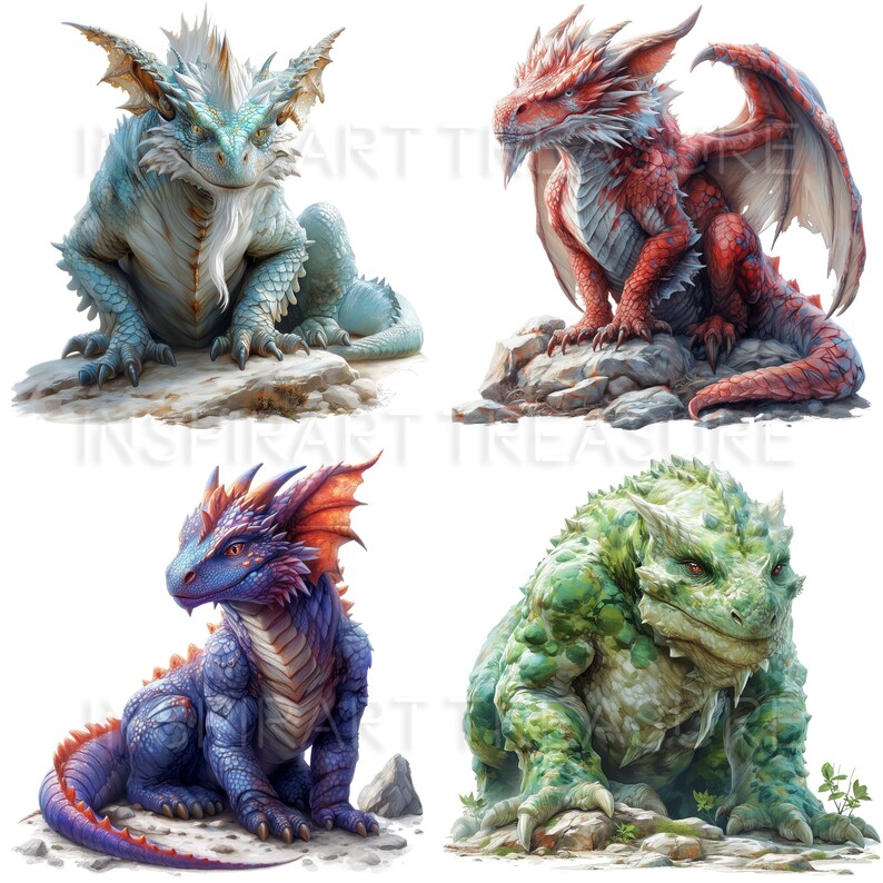 Fantasy Dragon Clipart, Enchanted Magical Dragons Art, Mythical ...
