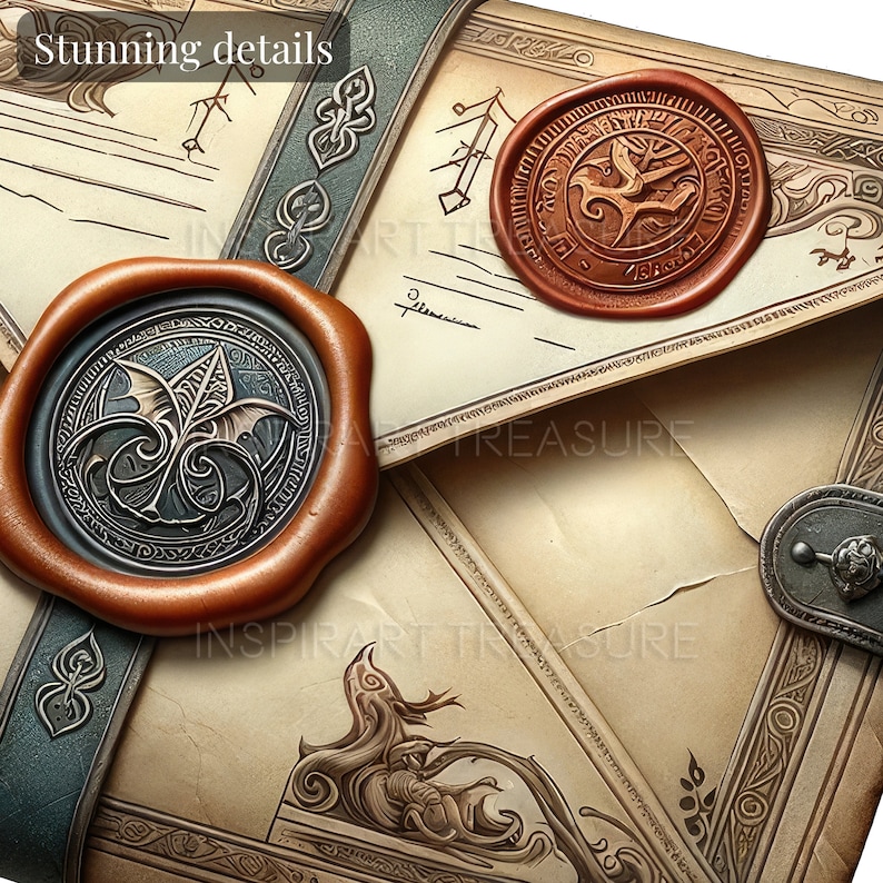 Magical Envelope Clipart, Enchanted Scroll Design, Wax Seal, Digital ...
