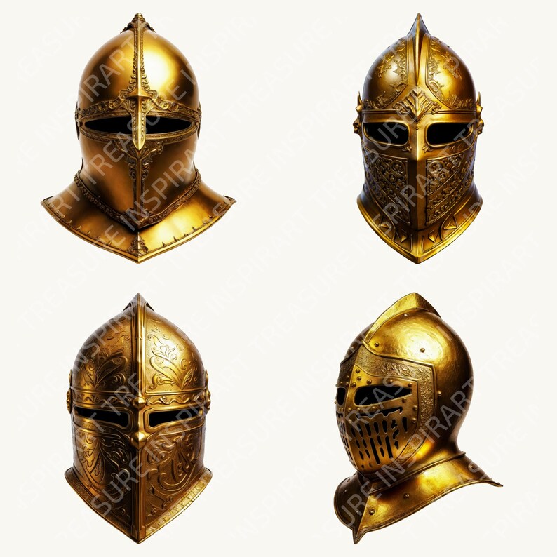 Fantasy Medieval Helmet Clipart Golden Warrior Helmet PNG Printable ...