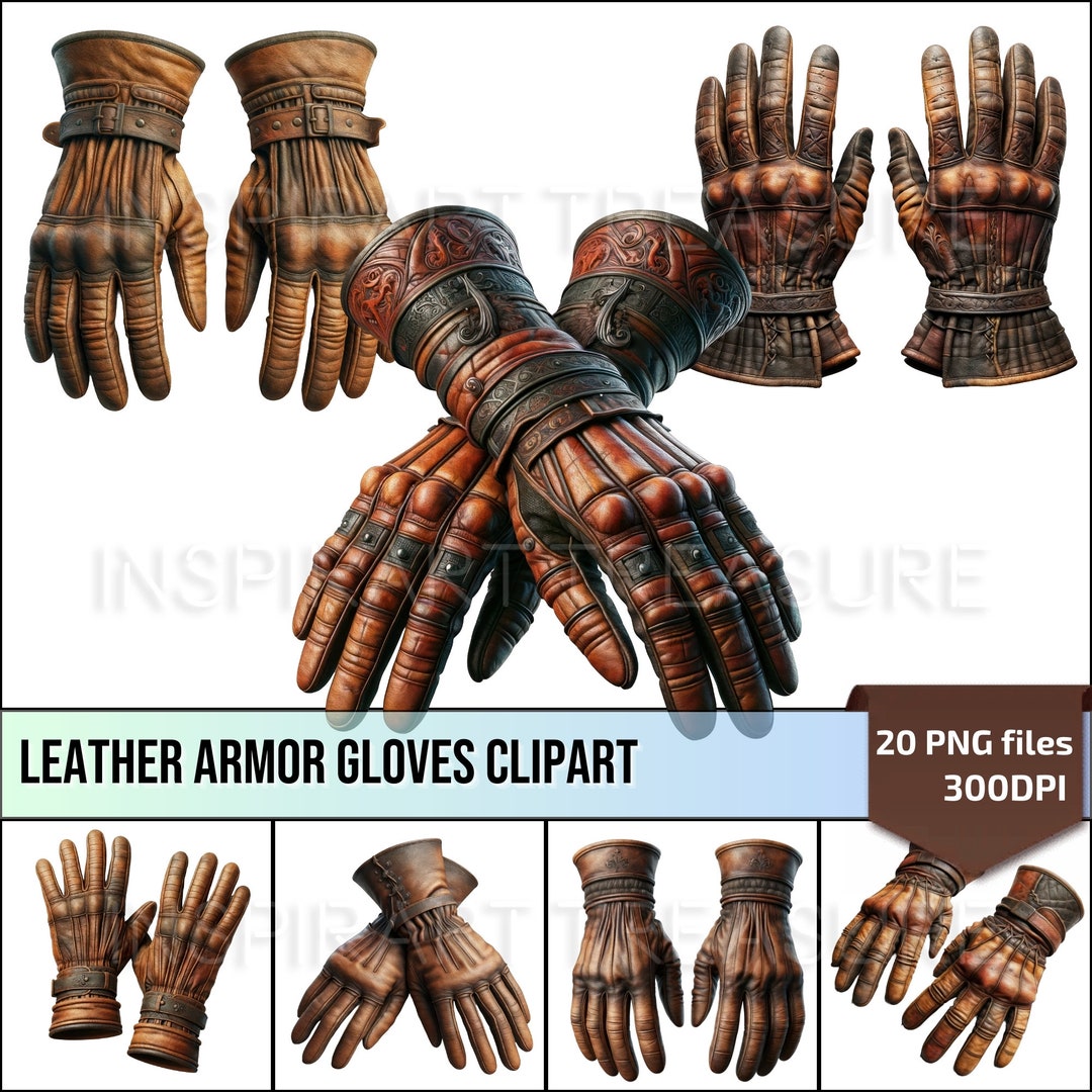 Digital Leather Armor Gloves Clipart Armored Gauntlets Medieval Clipart ...