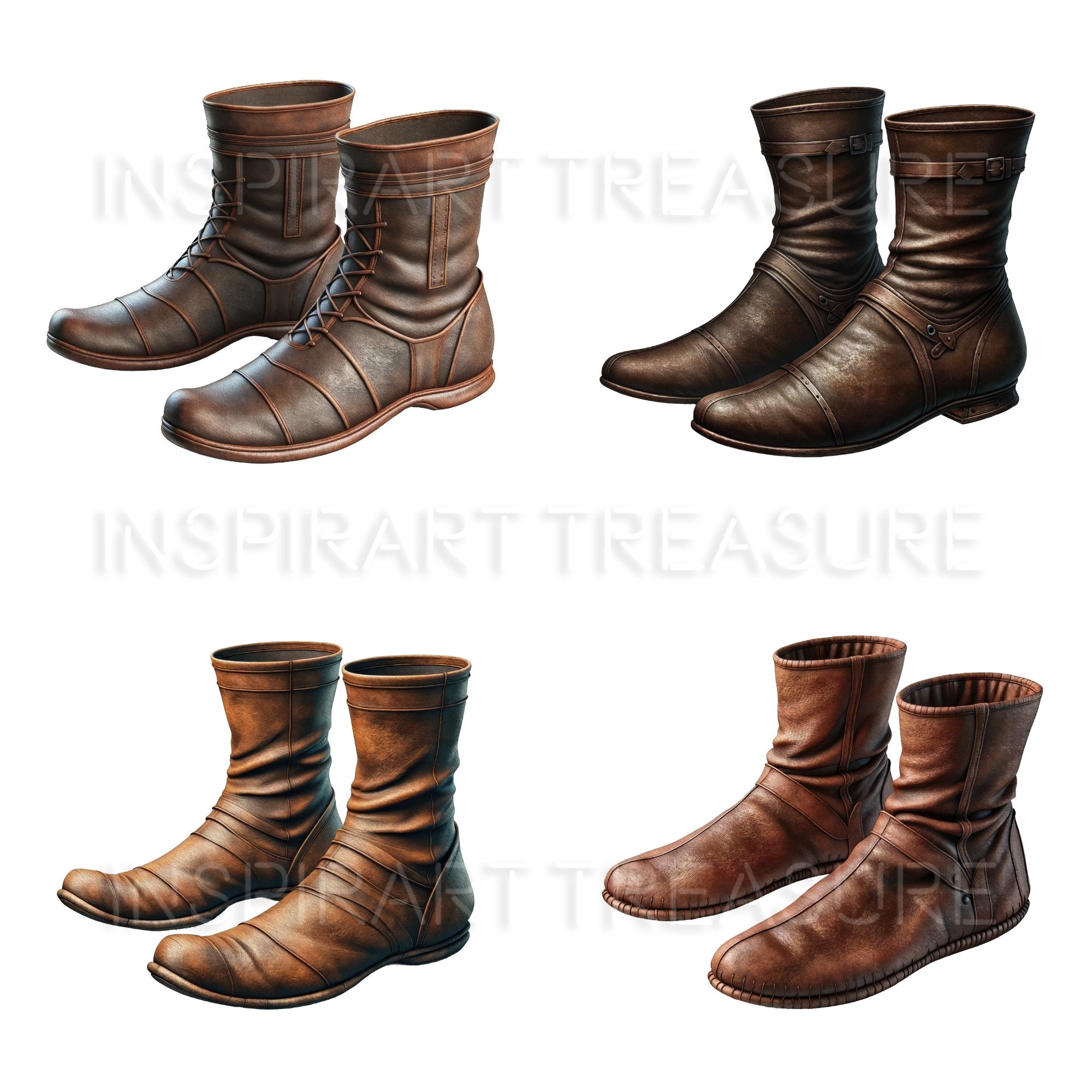 Botas de armadura de cuero digital Hombres Botas de combate Clipart ...