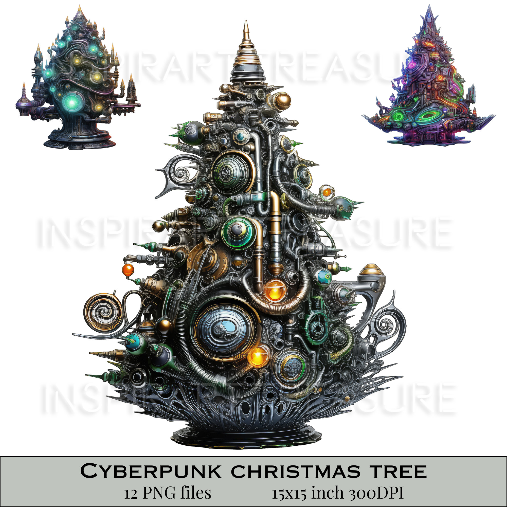 Printable Cyberpunk Christmas Tree, Space-themed Decor, Hi-tech Lover's ...