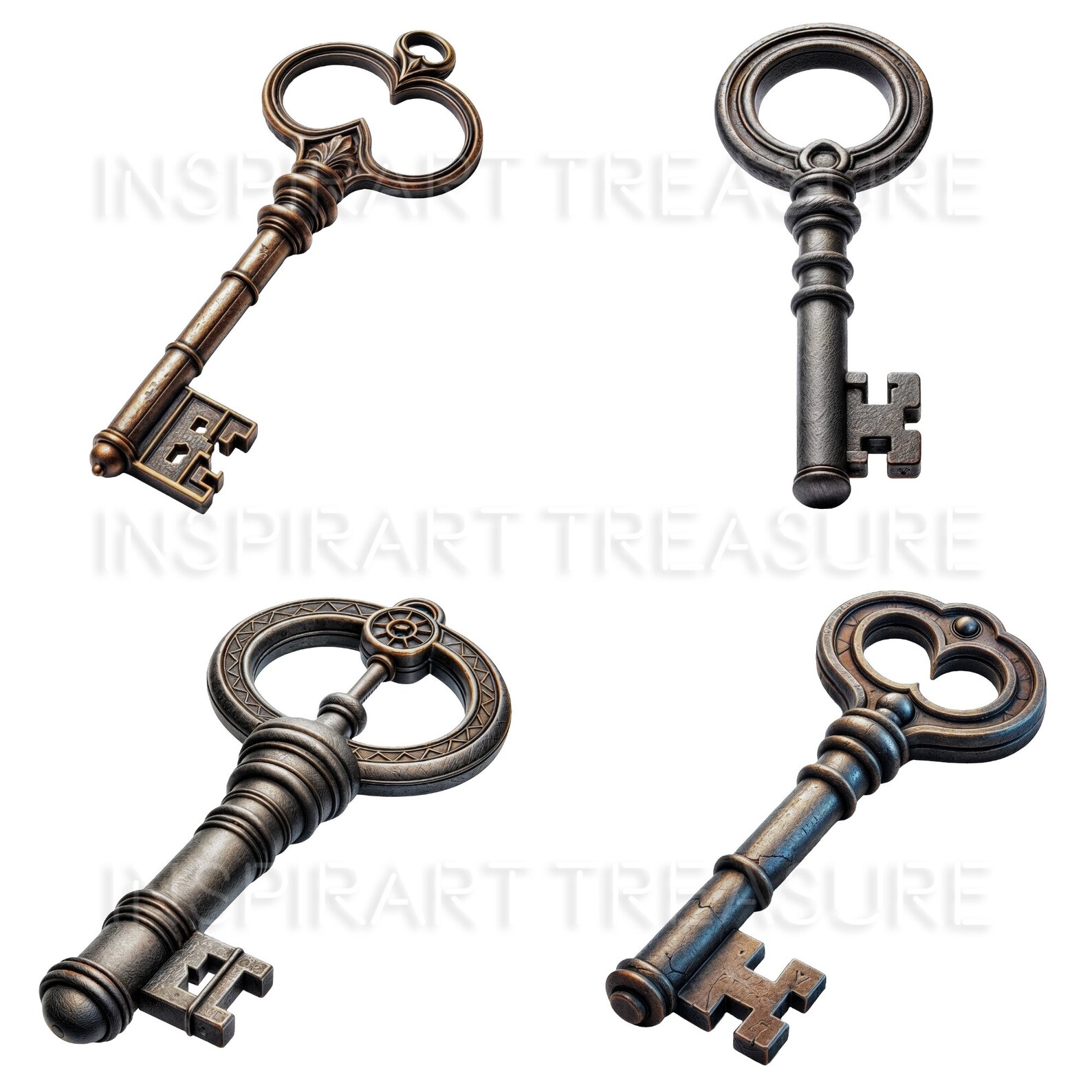 Mystical Key Clipart Antique Key Printable Art Rustic Gate Key Clipart ...