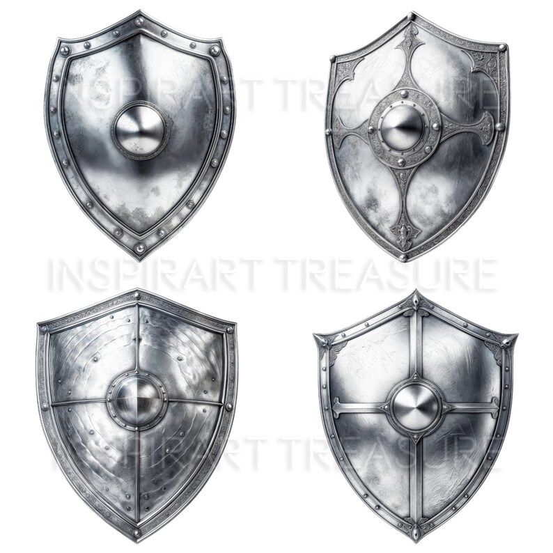 Silver Shield Clipart, Medieval Silver Knight Shield PNG for DIY ...