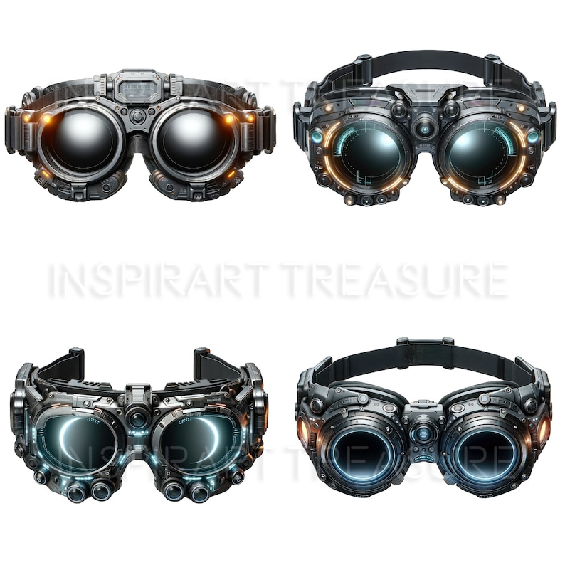Sci-fi Eyewear Clipart Futuristic Goggle Pngs Gadgets Junk Journal Page ...