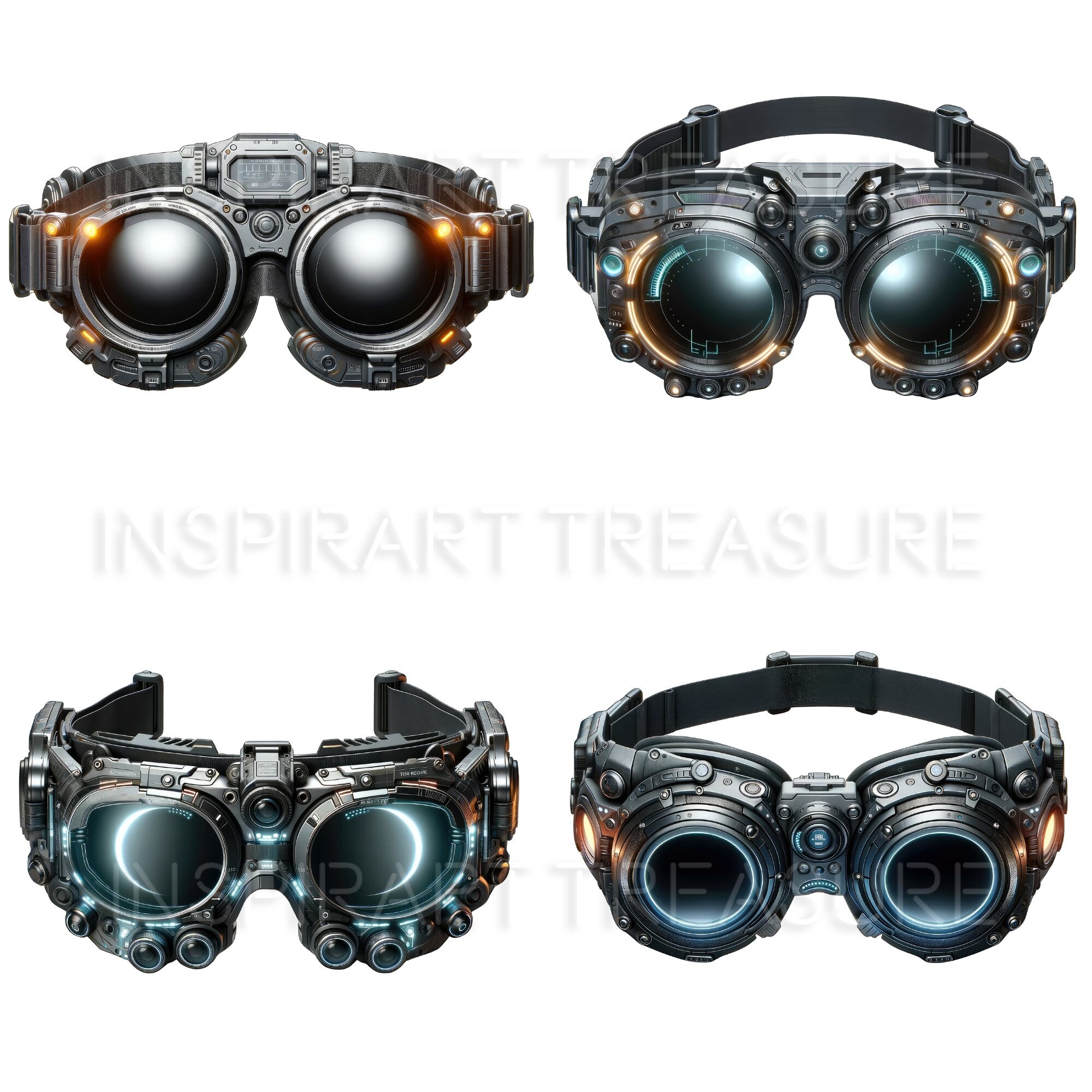 Sci-fi Eyewear Clipart Futuristic Goggle Pngs Gadgets Junk Journal Page ...
