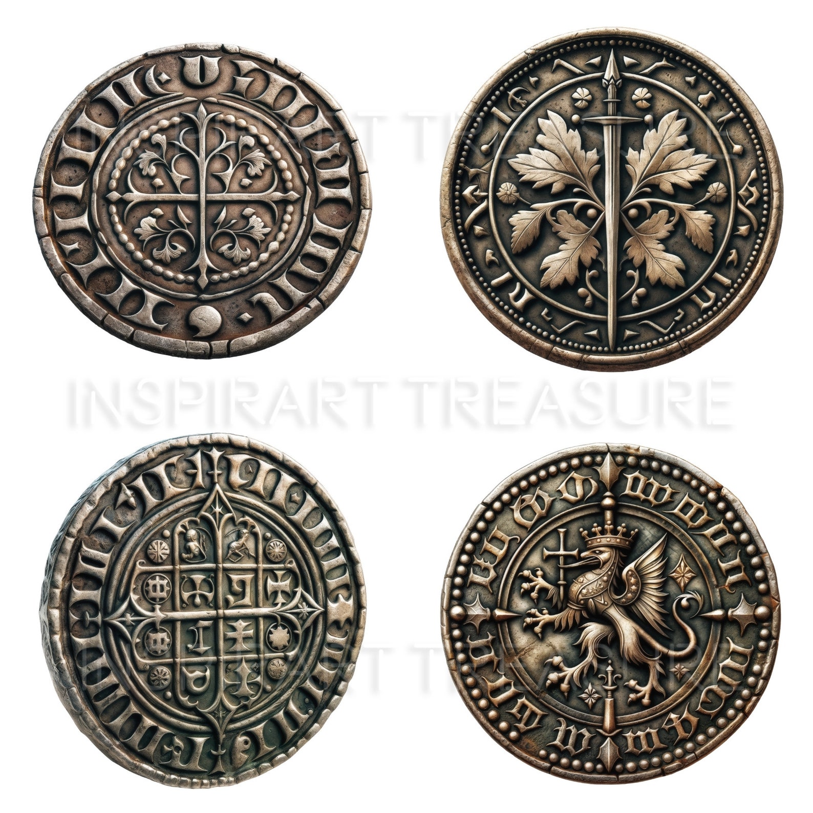 Fantasy Metal Coins Clipart, DND Metal Coin PNG Fantasy Currency Art ...