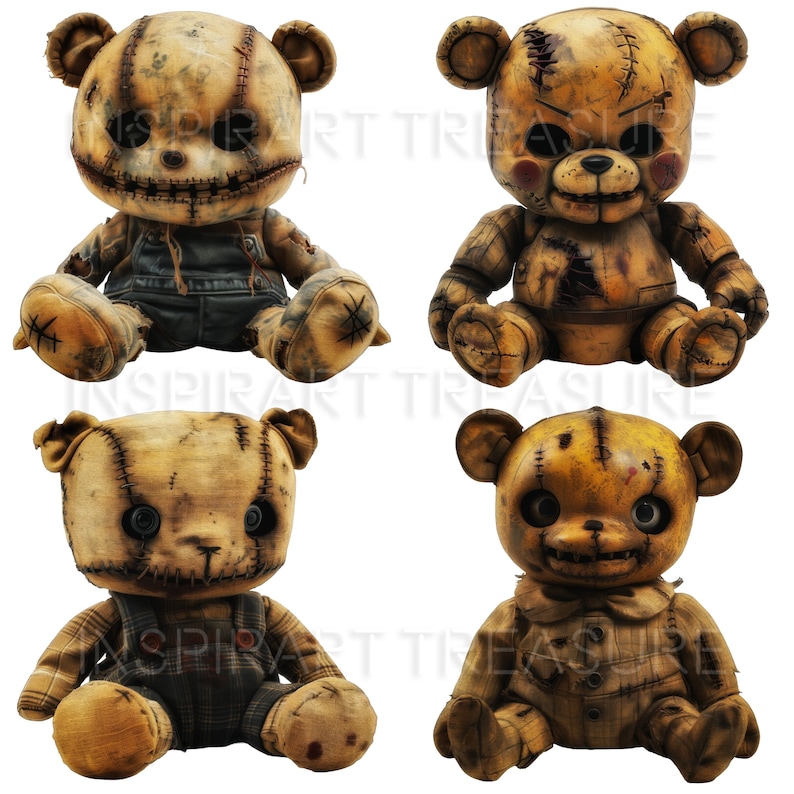 Creepy Teddy Bear Clipart, Horror Toy Artwork, Scary Teddy Bear Art ...