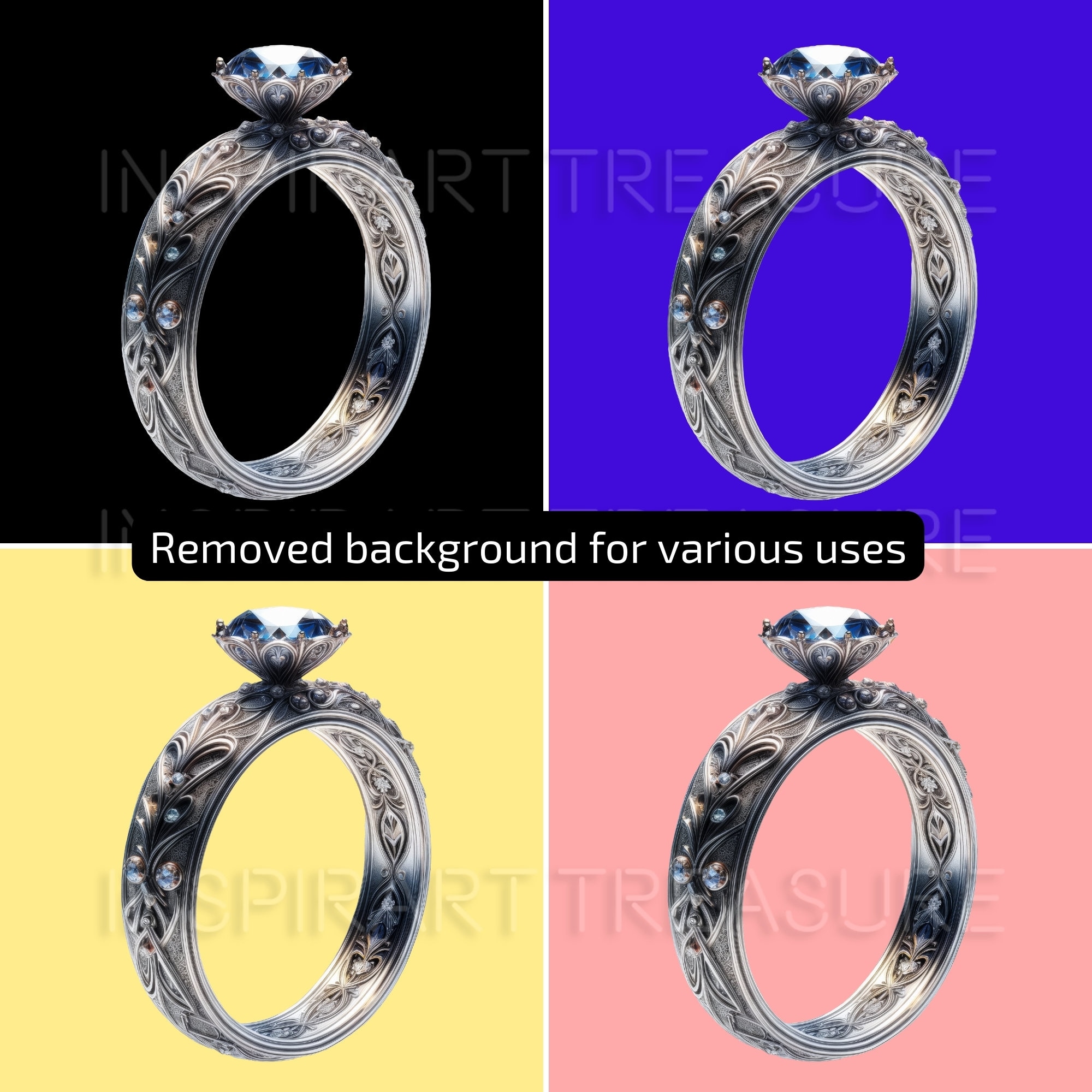 Fantasy Silver Ring Clipart Set, Magic Ring Clipart PNG Simple Ring ...