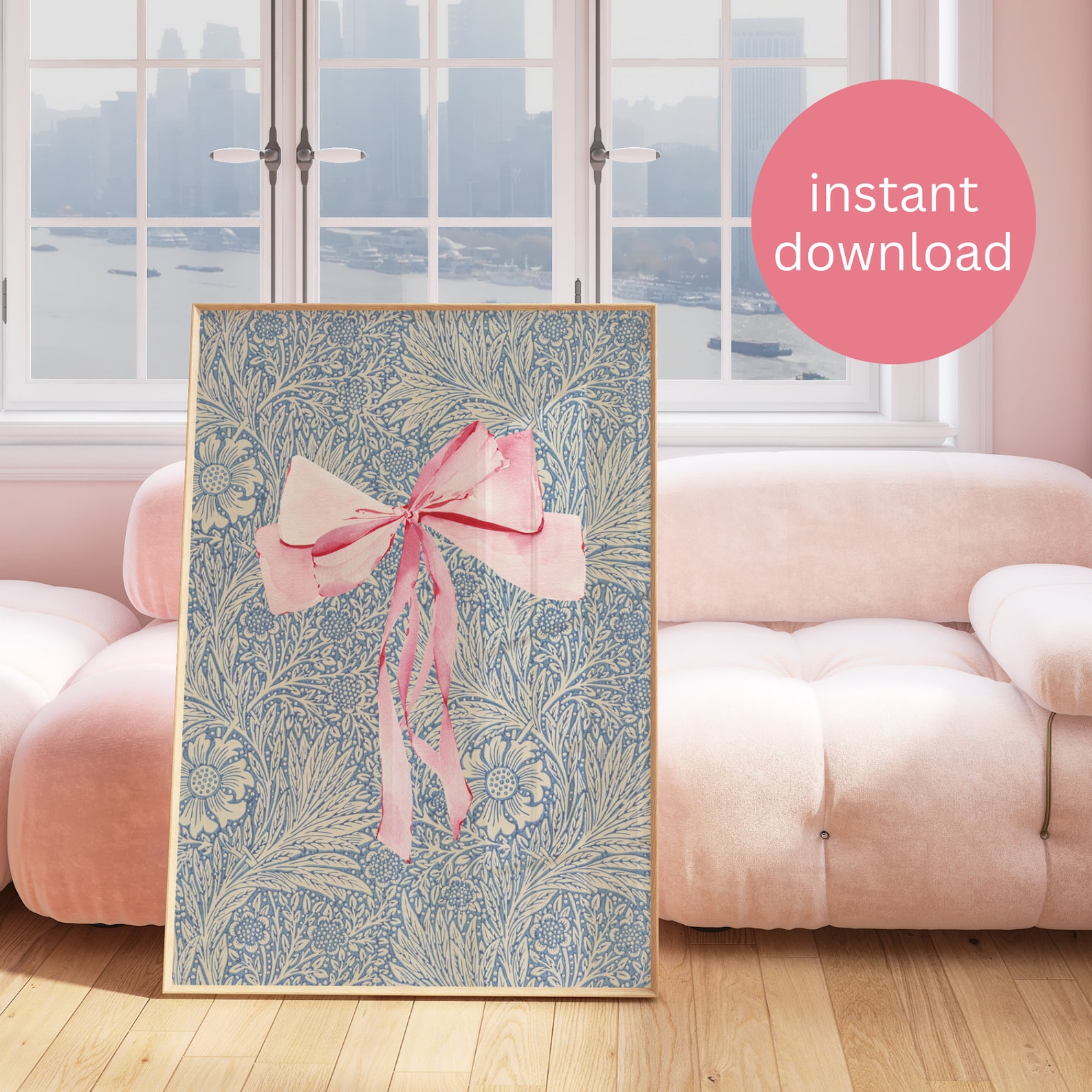 Pink Bow Vintage Coquette Wall Art, Coquette Room Decor, Balletcore ...