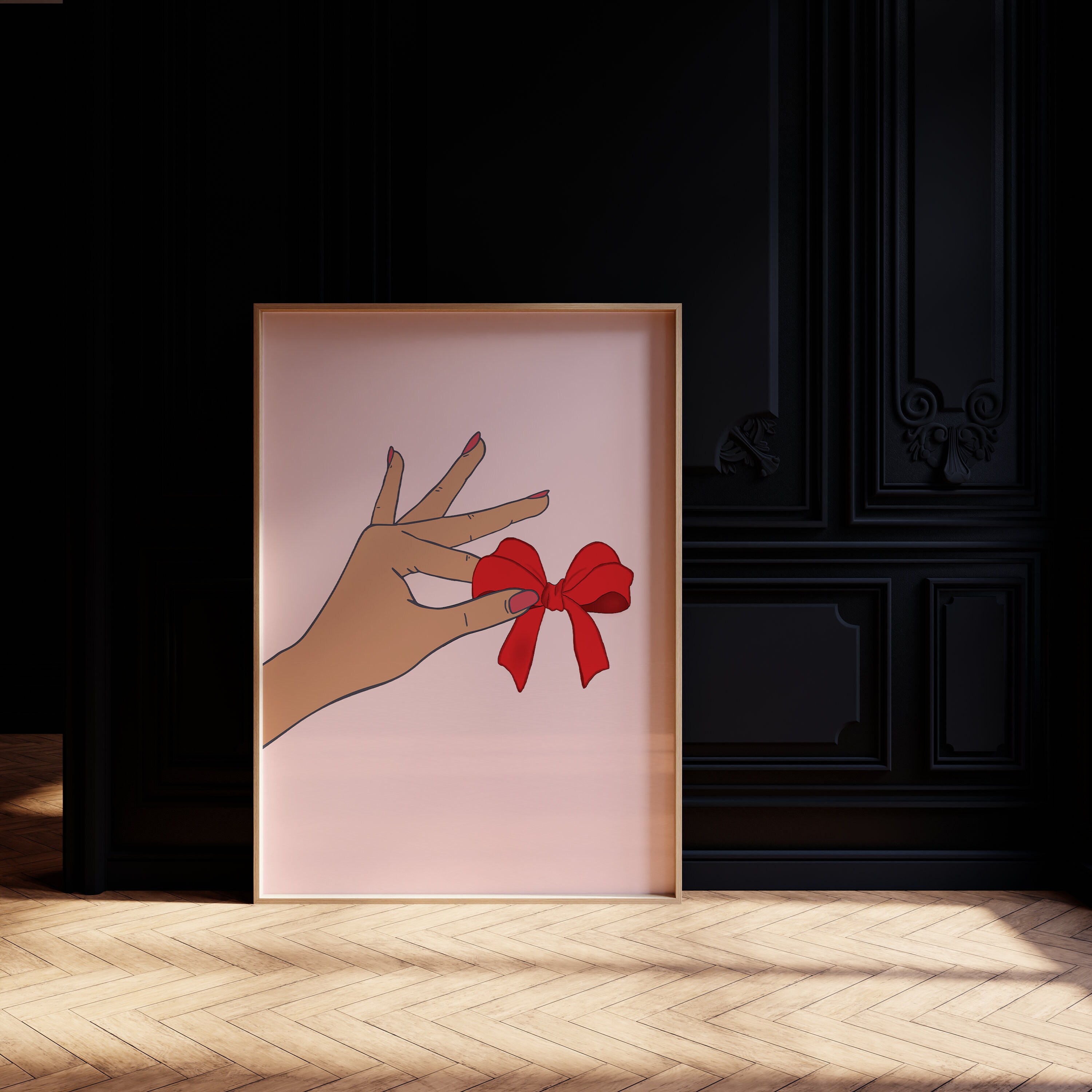 Red Bow Coquette Wall Decor Poster Elegant Coquette Red Bow on Pink ...