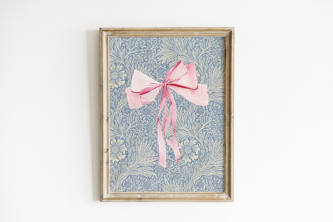 Pink Bow Vintage Coquette Wall Art, Coquette Room Decor, Balletcore ...