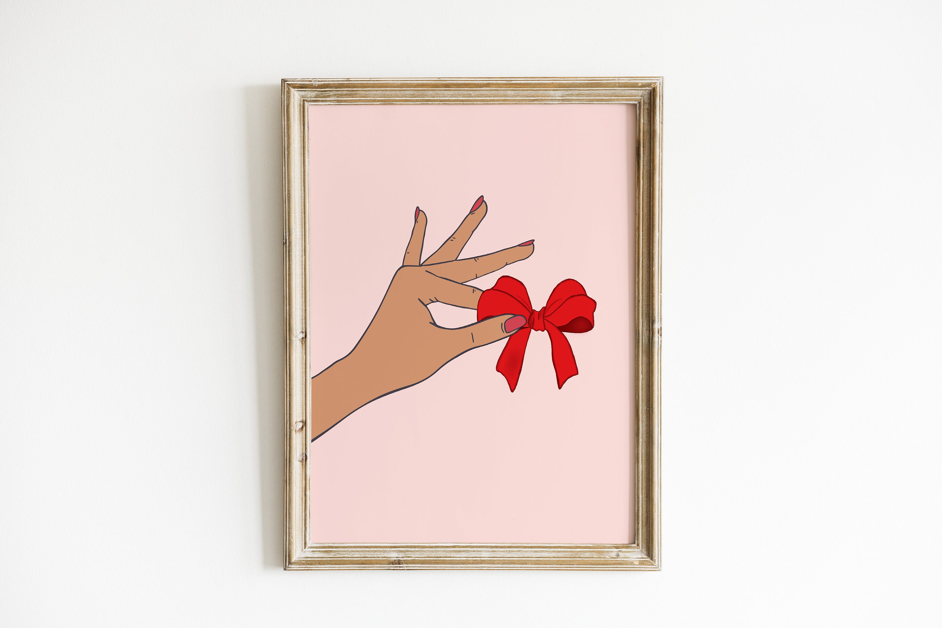 Red Bow Coquette Wall Decor Poster Elegant Coquette Red Bow on Pink ...