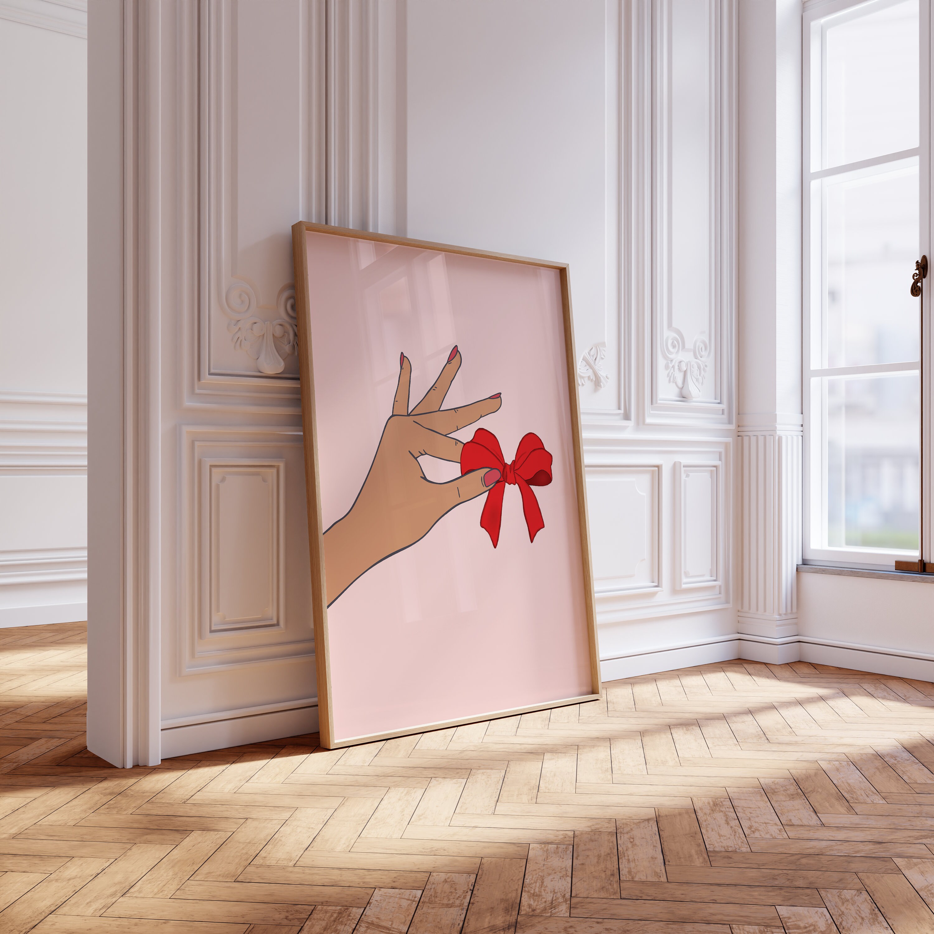 Red Bow Coquette Wall Decor Poster Elegant Coquette Red Bow on Pink ...