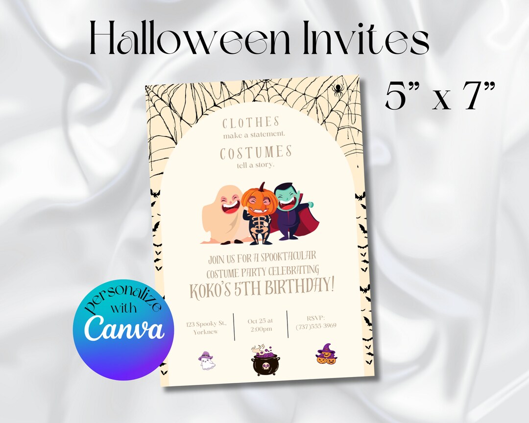 Halloween Invite for Kids Costume Party Invite Halloween - Etsy