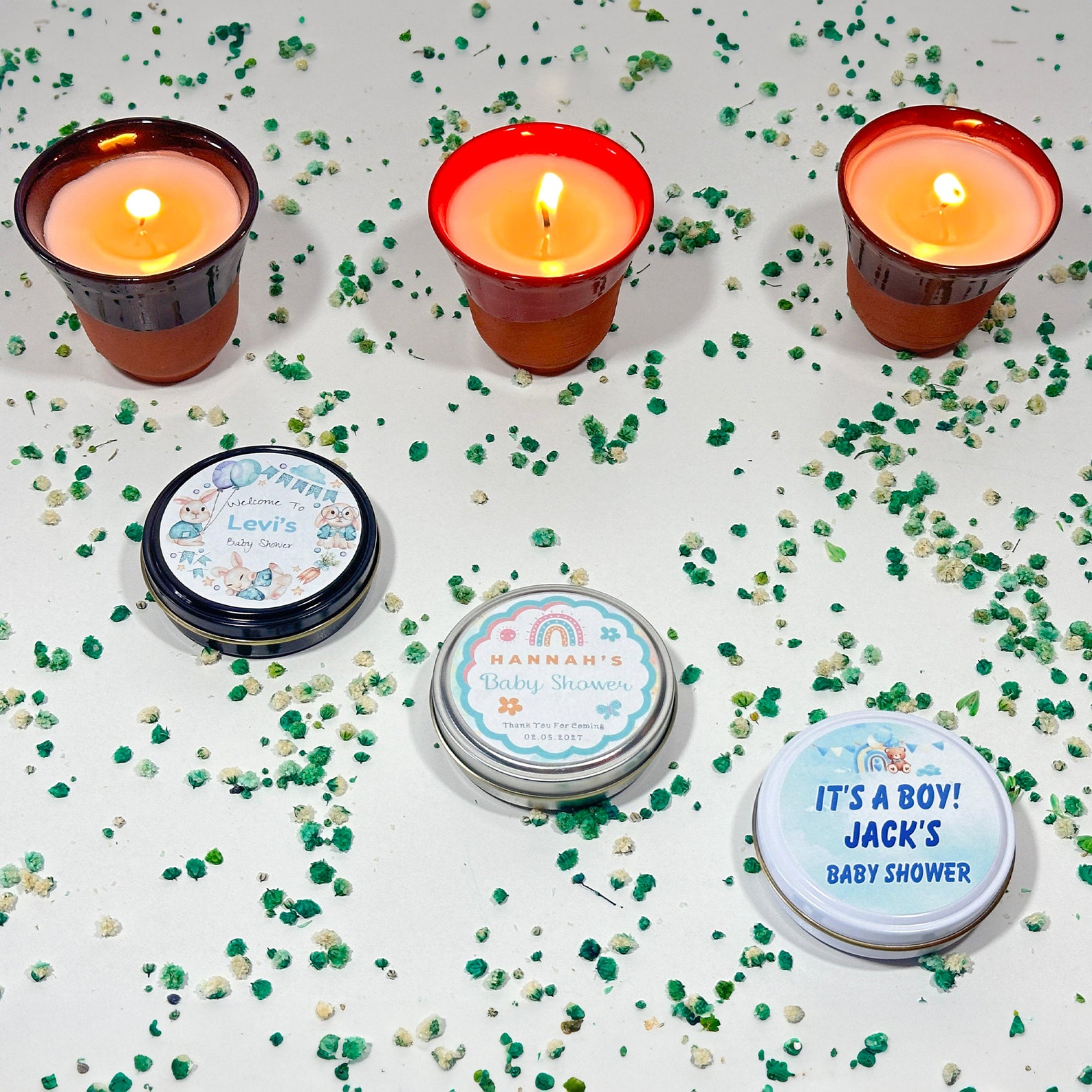 Bulk Baby Shower Favors for Guests, Personalized Mini Candles, Candle ...