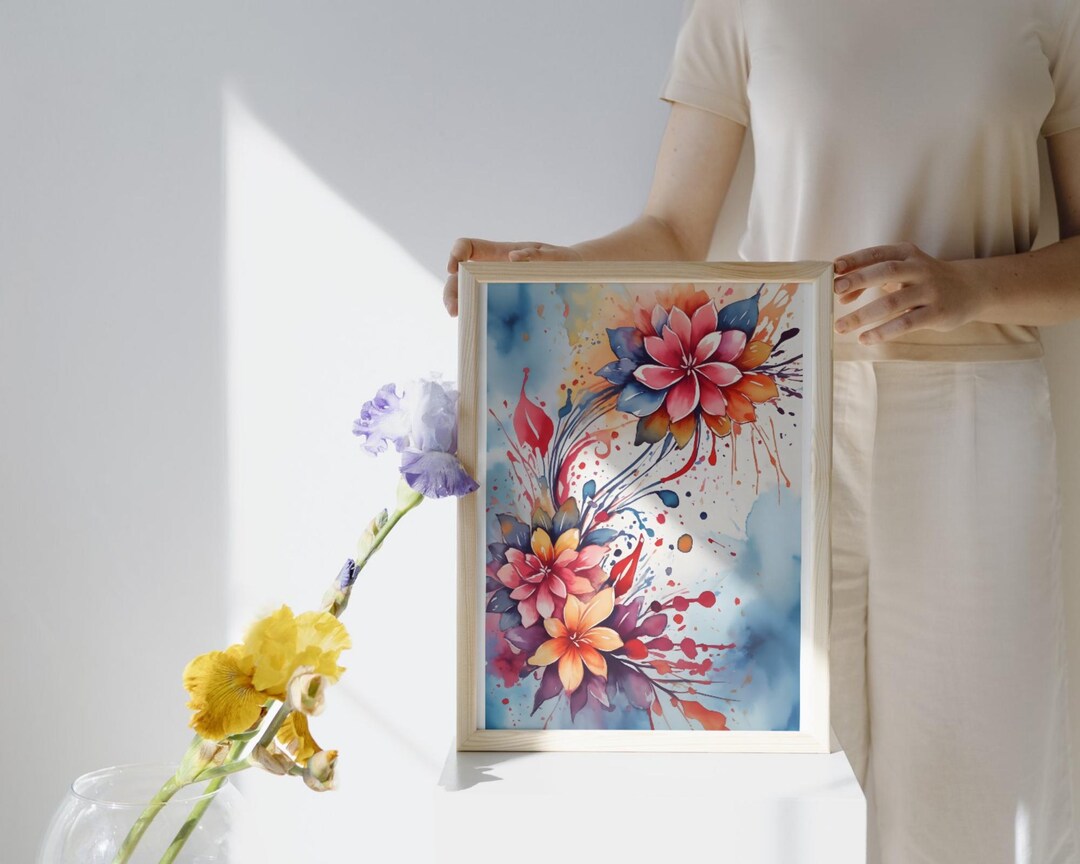 Watercolor Flower Wall Art, Canvas Print, Handmade Rose Wall Art ...