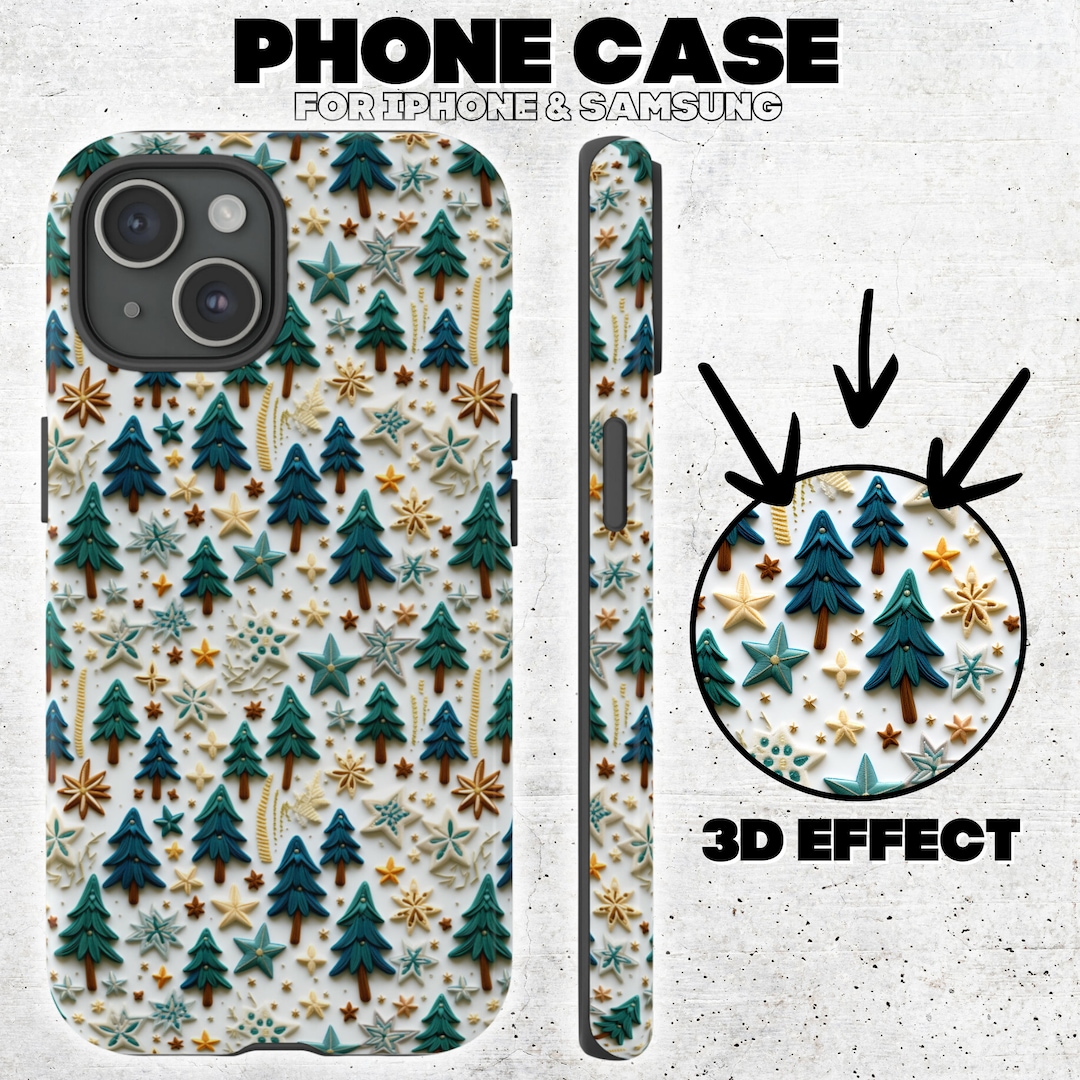 3D Effect Christmas Tree Phone Case, Aesthetic Phone Case 3D Effect ...