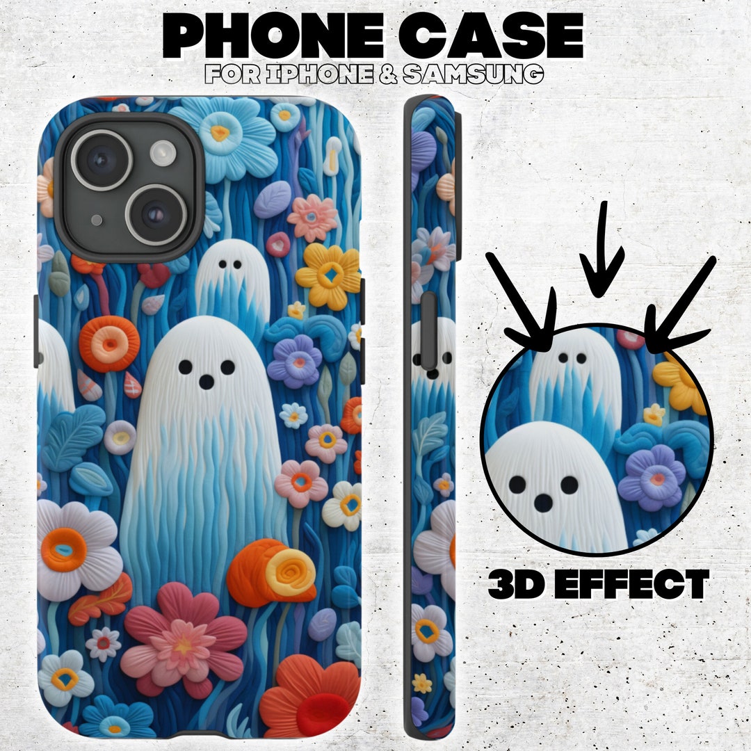 Blue Halloween Ghost Phone Case Aesthetic Phone Case 3D - Etsy