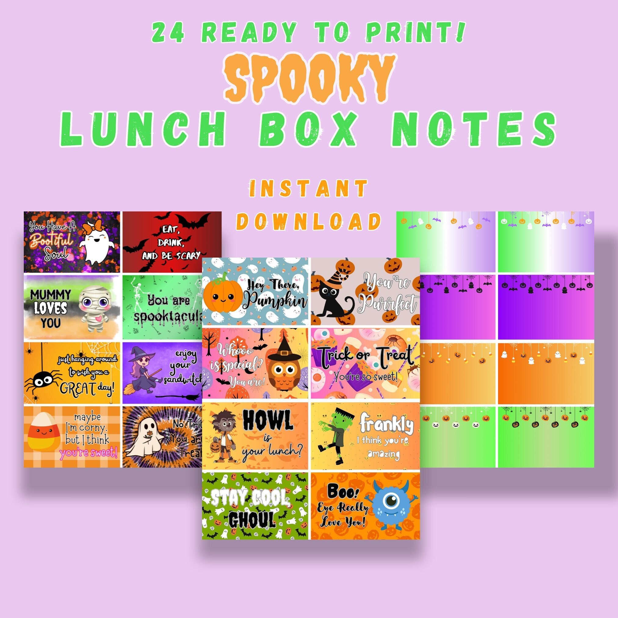 Spooky Halloween Lunchbox Notes for Kids | Fun Cards | Lunch Box Notes ...