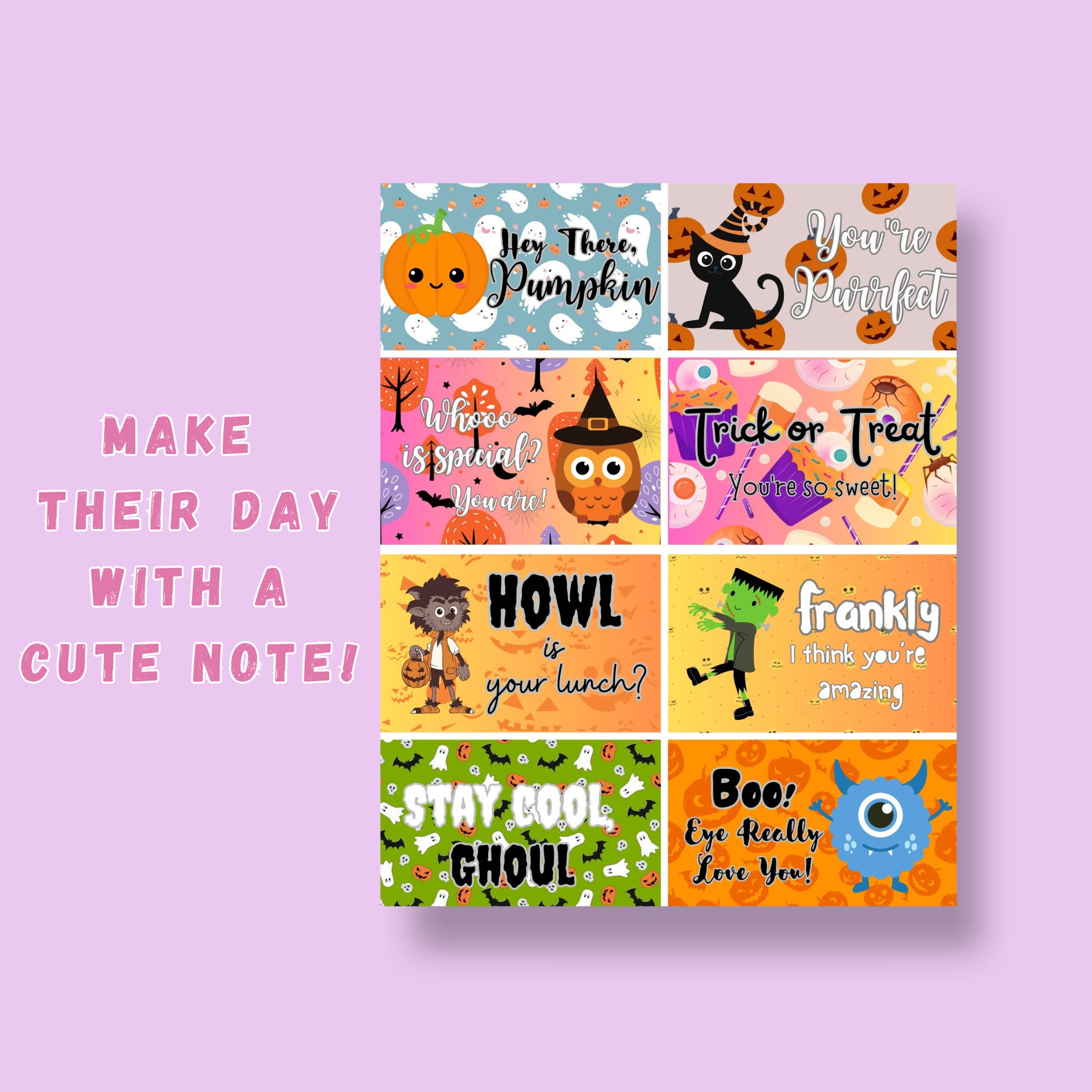 Spooky Halloween Lunchbox Notes for Kids | Fun Cards | Lunch Box Notes ...