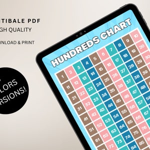 Colorful Number Charts 1-100 Bundle Printable Math Activity for ...