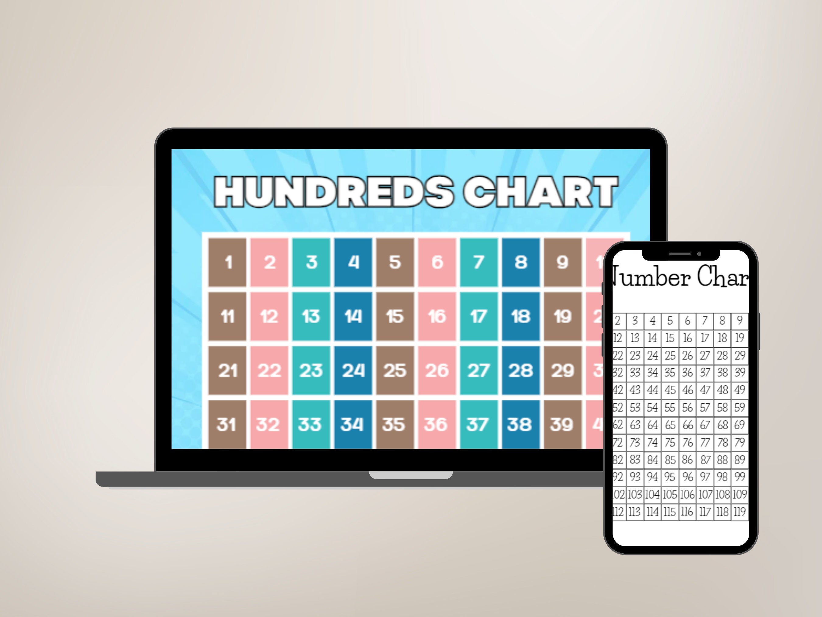 Colorful Number Charts 1-100 Bundle Printable Math Activity for ...