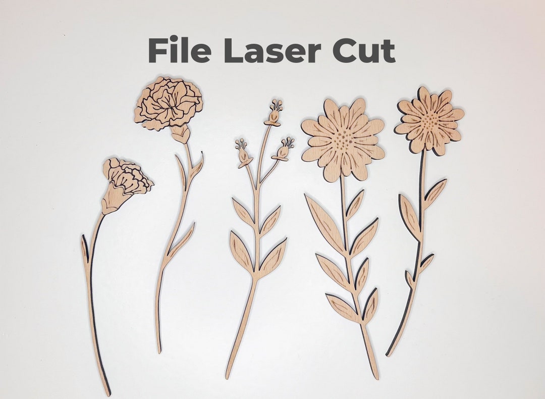 Laser Files. Mix of 11 Flowers B. File: .dxf, .rld, .pdf - for Nature ...
