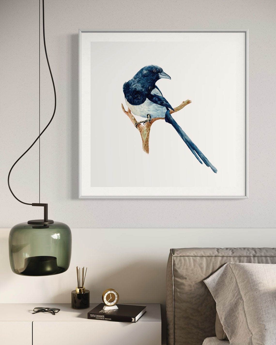 Brid magpie Print Watercolor Painting Print Nautical. Home Decor ...