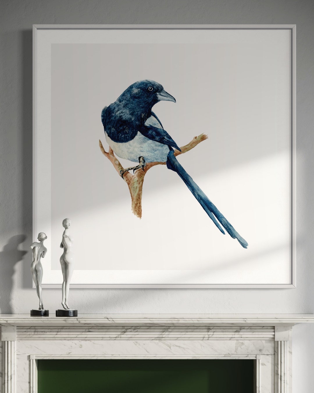 Brid magpie Print Watercolor Painting Print Nautical. Home Decor ...