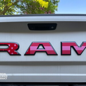 2025 RAM RHO Tailgate Rear Emblem Overlay USA American Flag Red Pink - Etsy