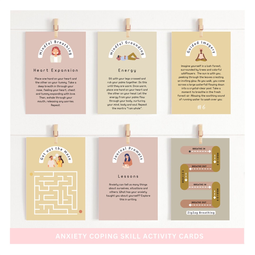 50 Anxiety Coping Skill Flashcards, Self Regulation, Anxiety Relief ...