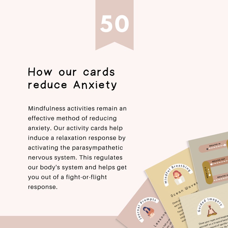 50 Anxiety Coping Skill Flashcards, Self Regulation, Anxiety Relief ...