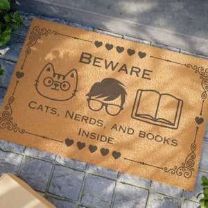 Cats Nerds and Books Doormat for Nerdy Girl Apartment Doormat Decor ...