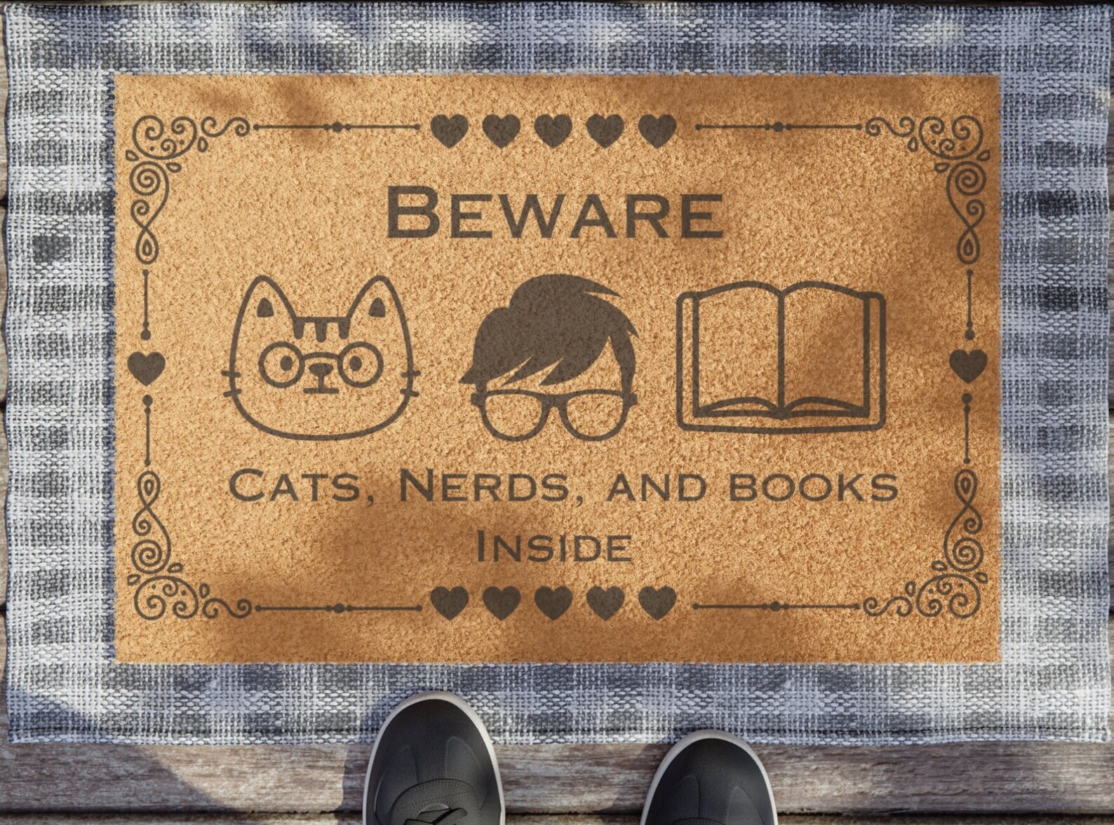 Cats Nerds and Books Doormat for Nerdy Girl Apartment Doormat Decor ...