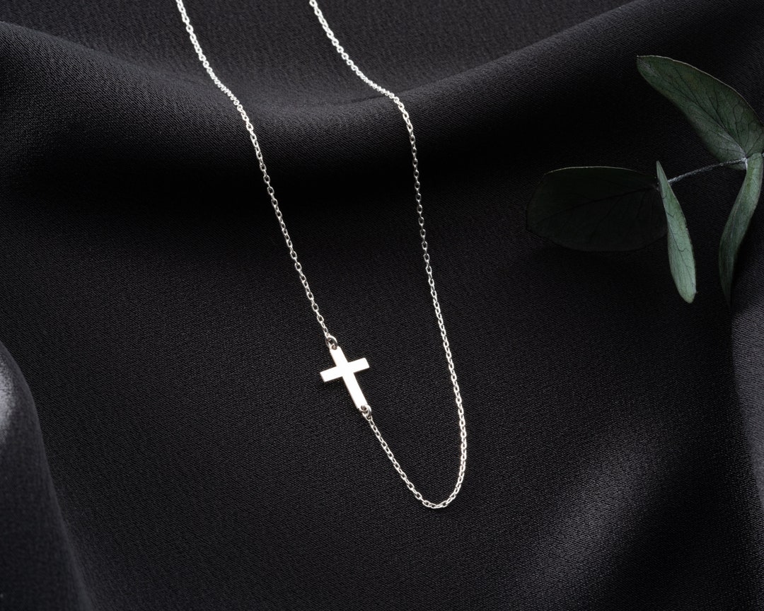 Sideways Cross Necklace, Gold Cross Necklace, Celebrity Cross Necklace ...